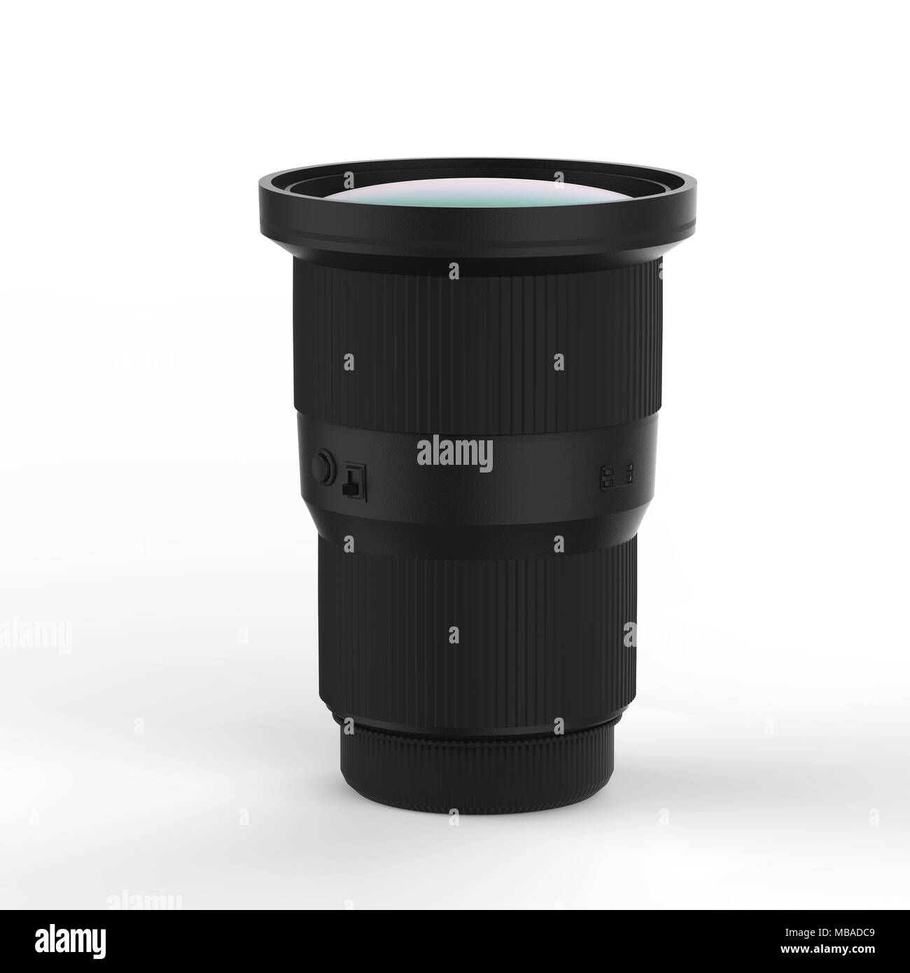 3d rendering black camera lens on white background Stock Photo - Alamy