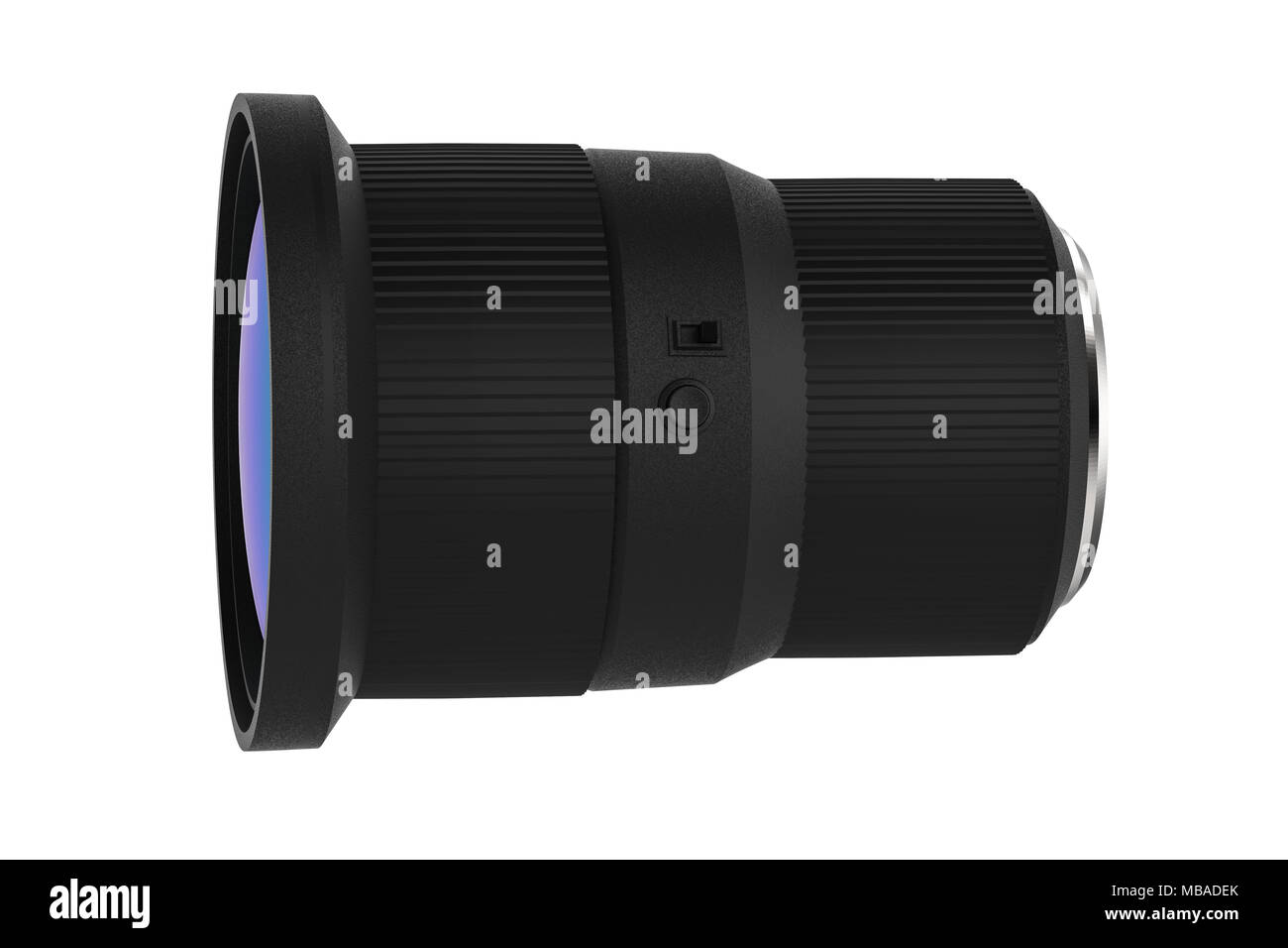 3d rendering black camera lens on white background Stock Photo - Alamy