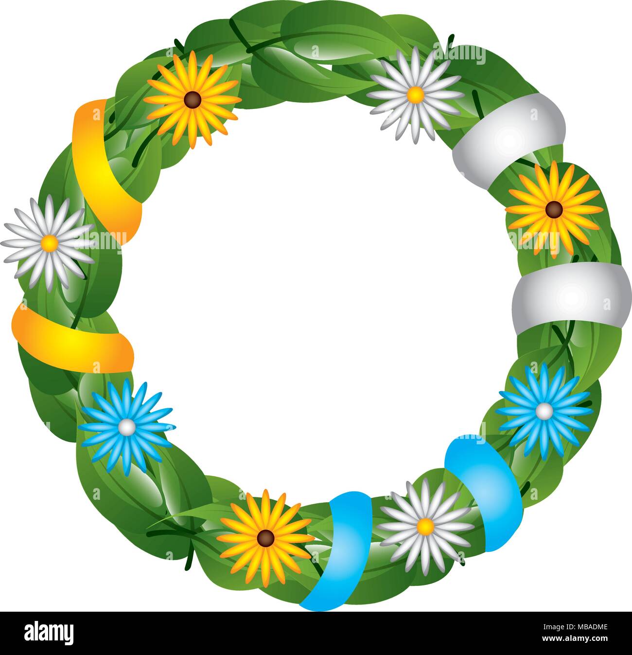 floral wreath crown with ribbon Stock Vector Image & Art - Alamy