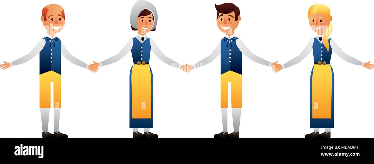 Swedish group people with typical costume Stock Vector Image & Art - Alamy