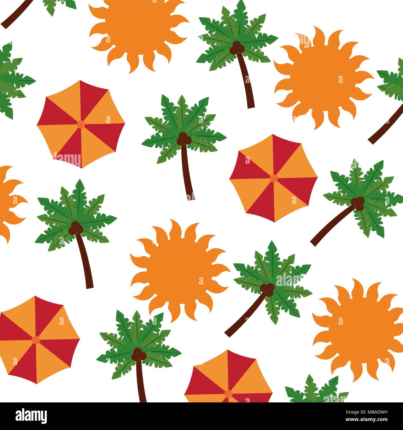 tropical palm with umbrella and sun pattern Stock Vector Image & Art ...