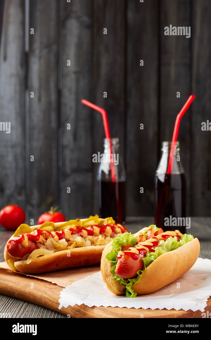 Two hot dogs drinks hi-res stock photography and images - Alamy