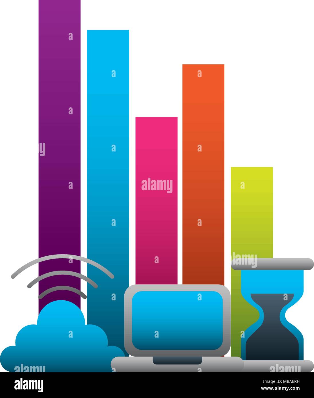 statistics bars with technology icons Stock Vector Image & Art - Alamy