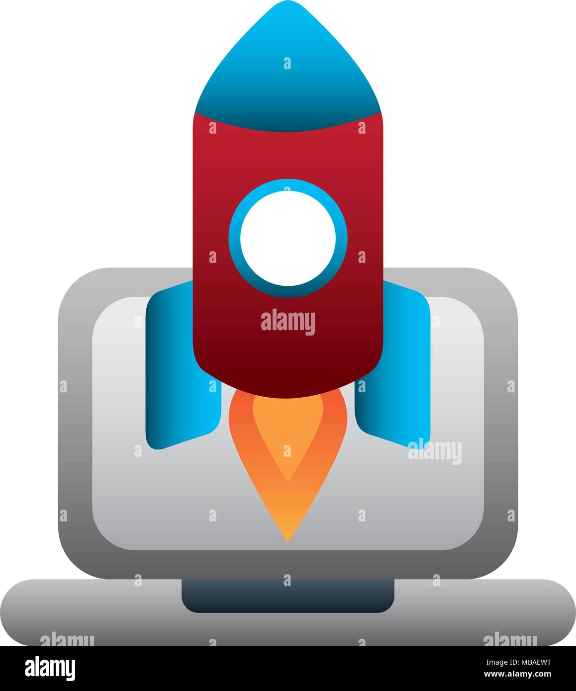 laptop computer with rocket start up Stock Vector Image & Art - Alamy