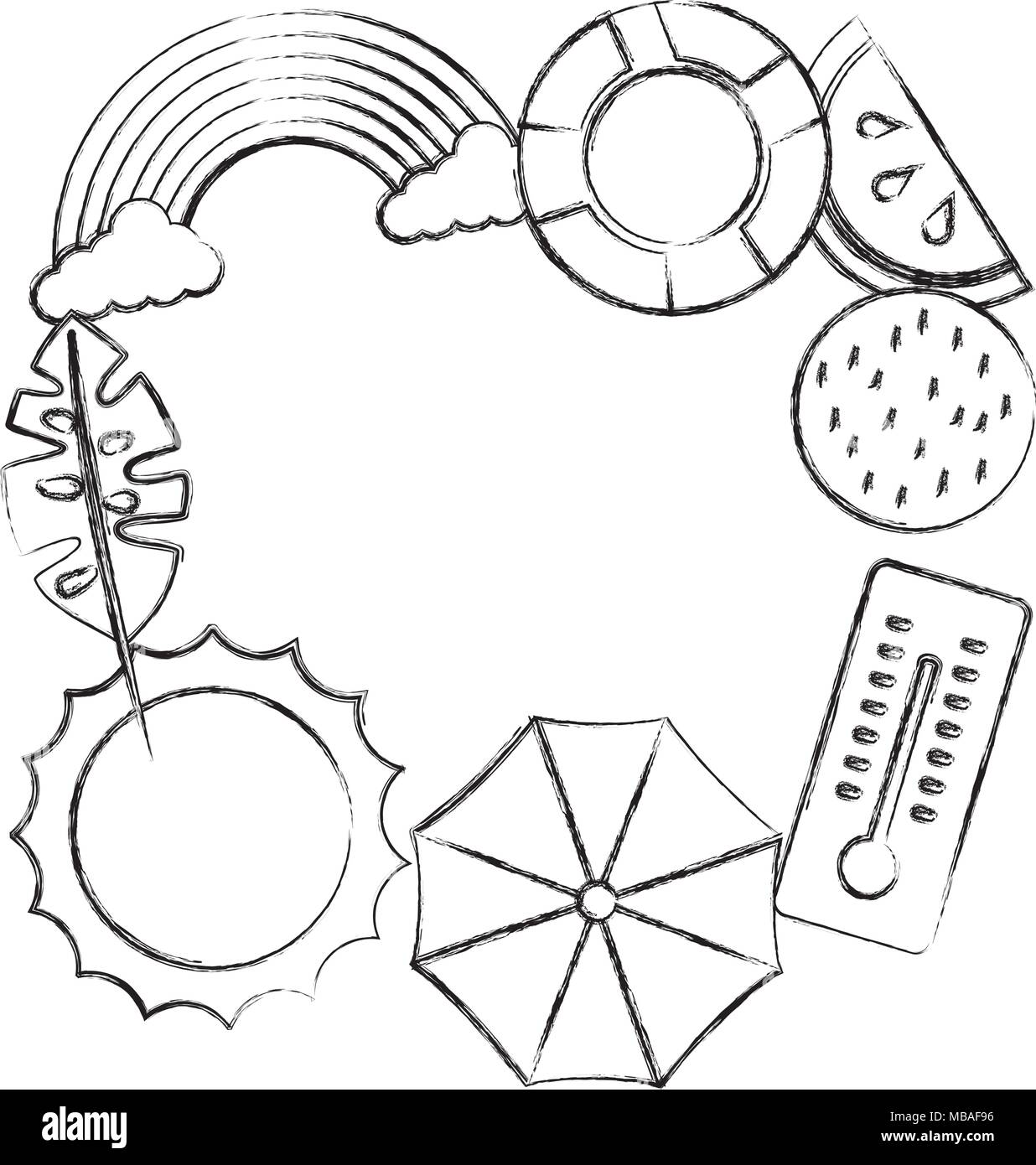 Summer cocktail icon cartoon Black and White Stock Photos & Images - Alamy