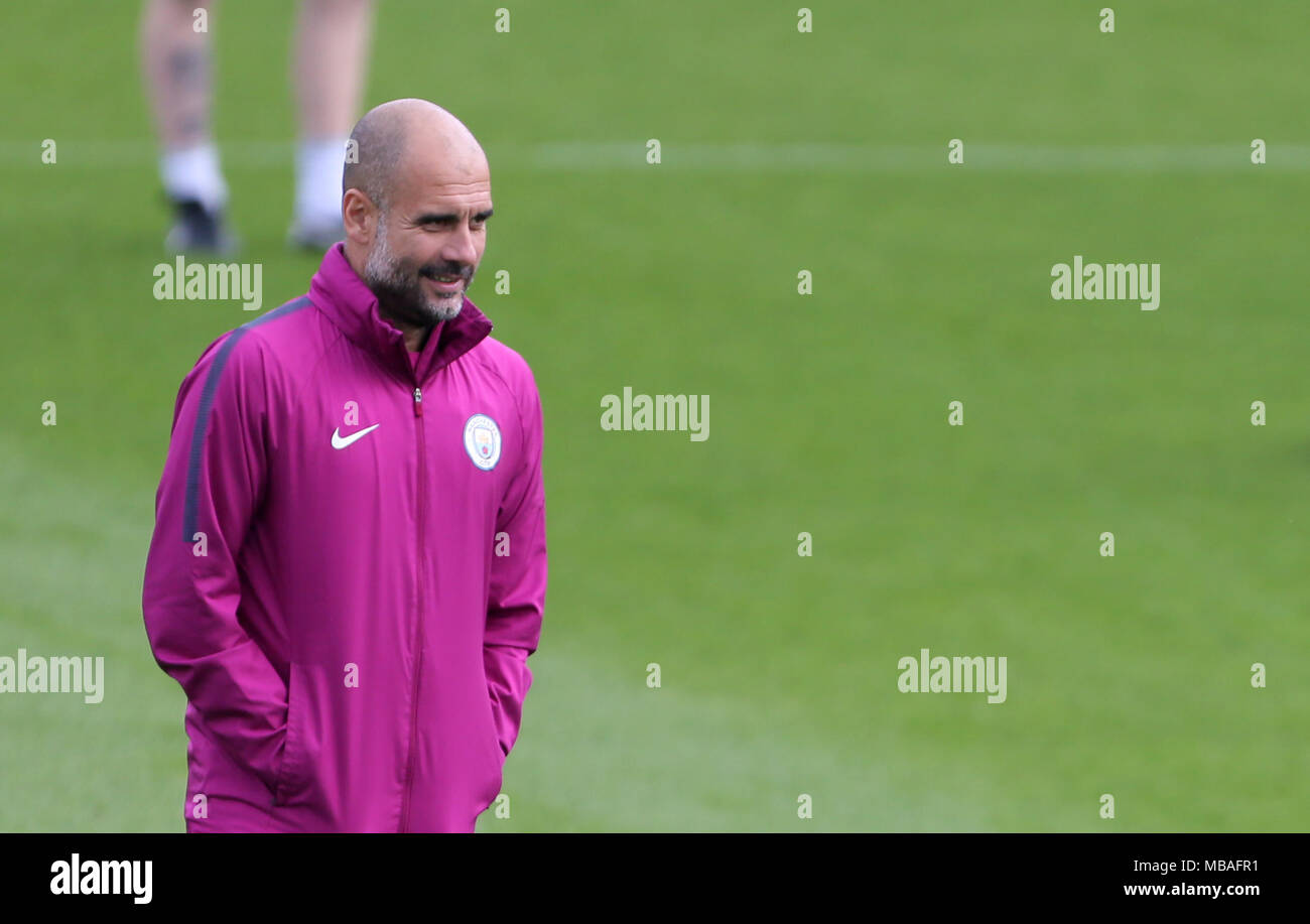 Manchester City manager Pep Guardiola during the training session at ...