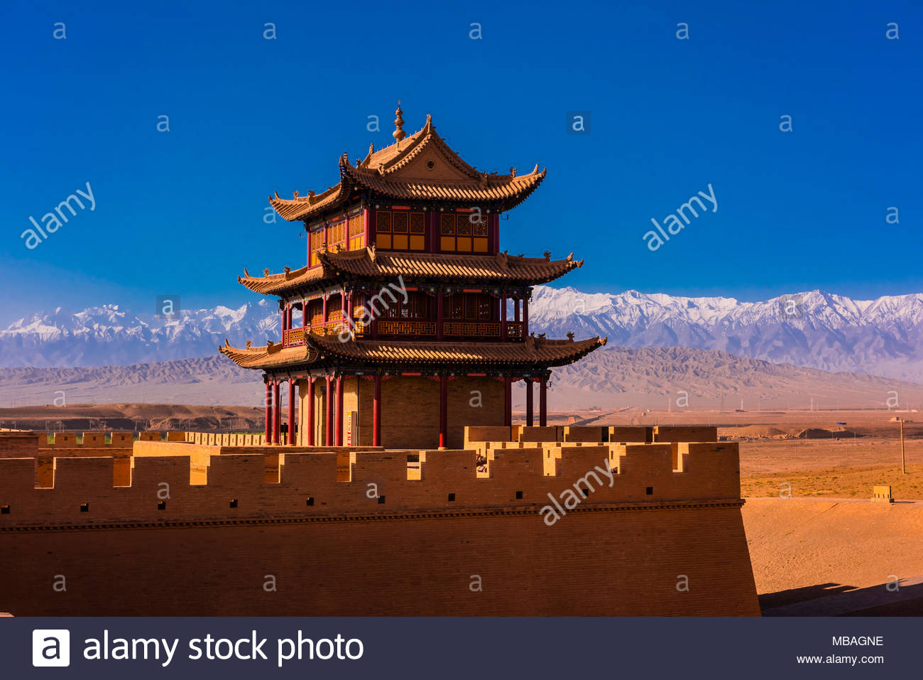 Gansu Jiayuguan The Great Wall Fortress Stock Photos & Gansu Jiayuguan ...