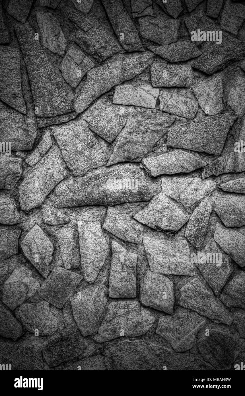 Stylish stone wall background in black and white Stock Photo - Alamy