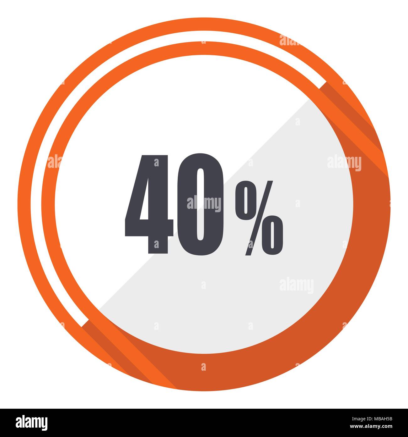 40 percent flat design vector web icon. Round orange internet button ...