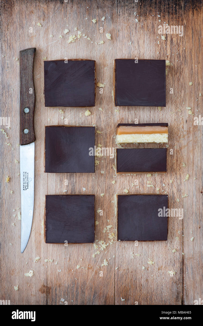 Caramel shortbread / Millionaires shortbread squares with a vintage ...