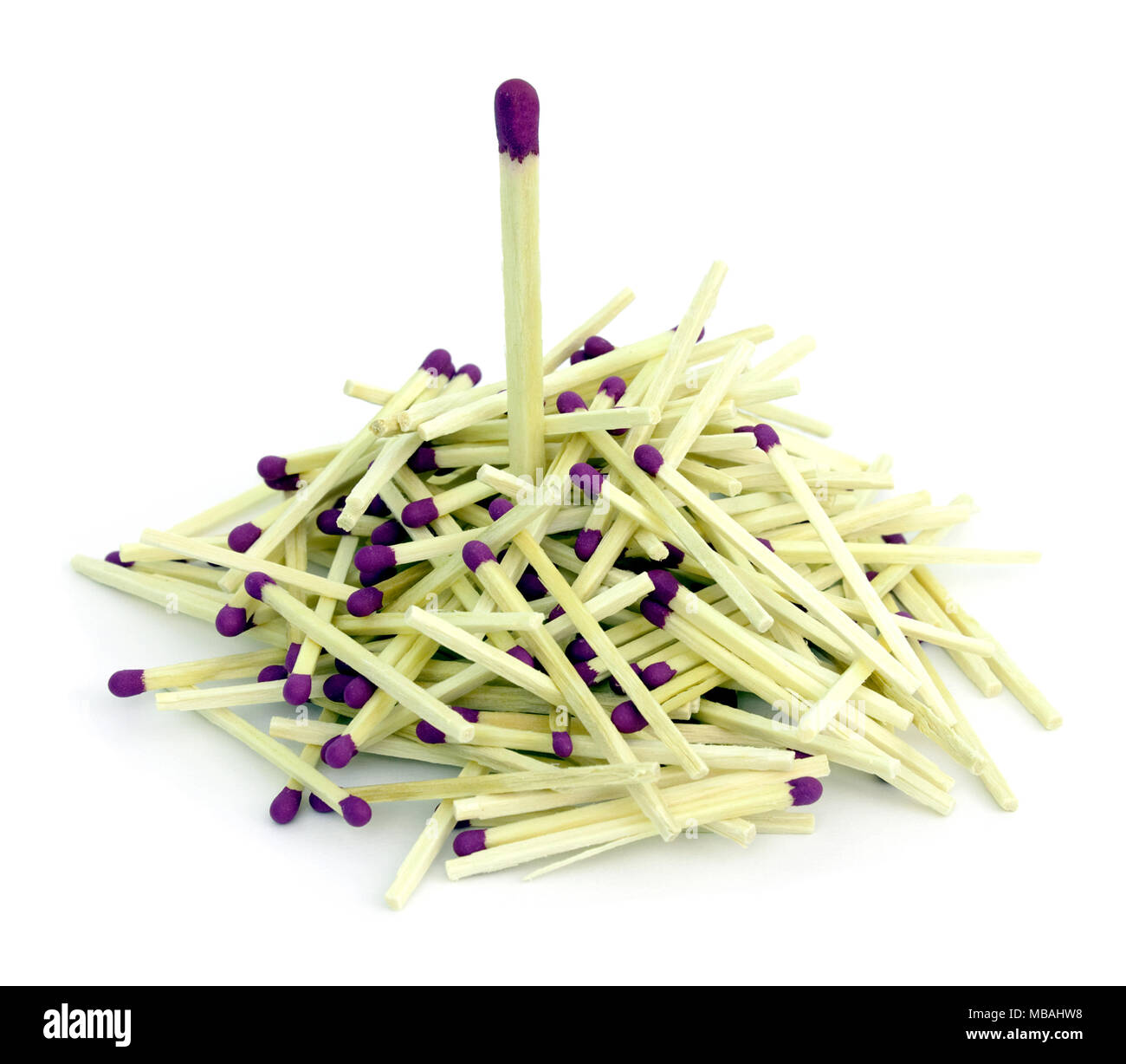 Lot of matches and one of them dominant Stock Photo - Alamy