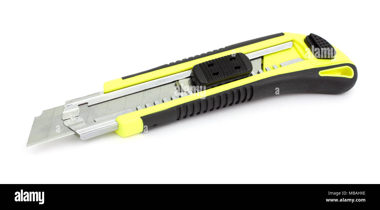 Paper knife and wallpaper on a white background Stock Photo - Alamy