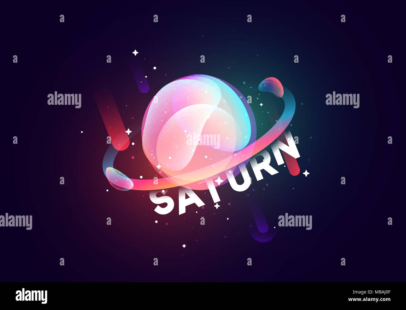 Saturn planet bright abstract illustration. Space theme art background ...
