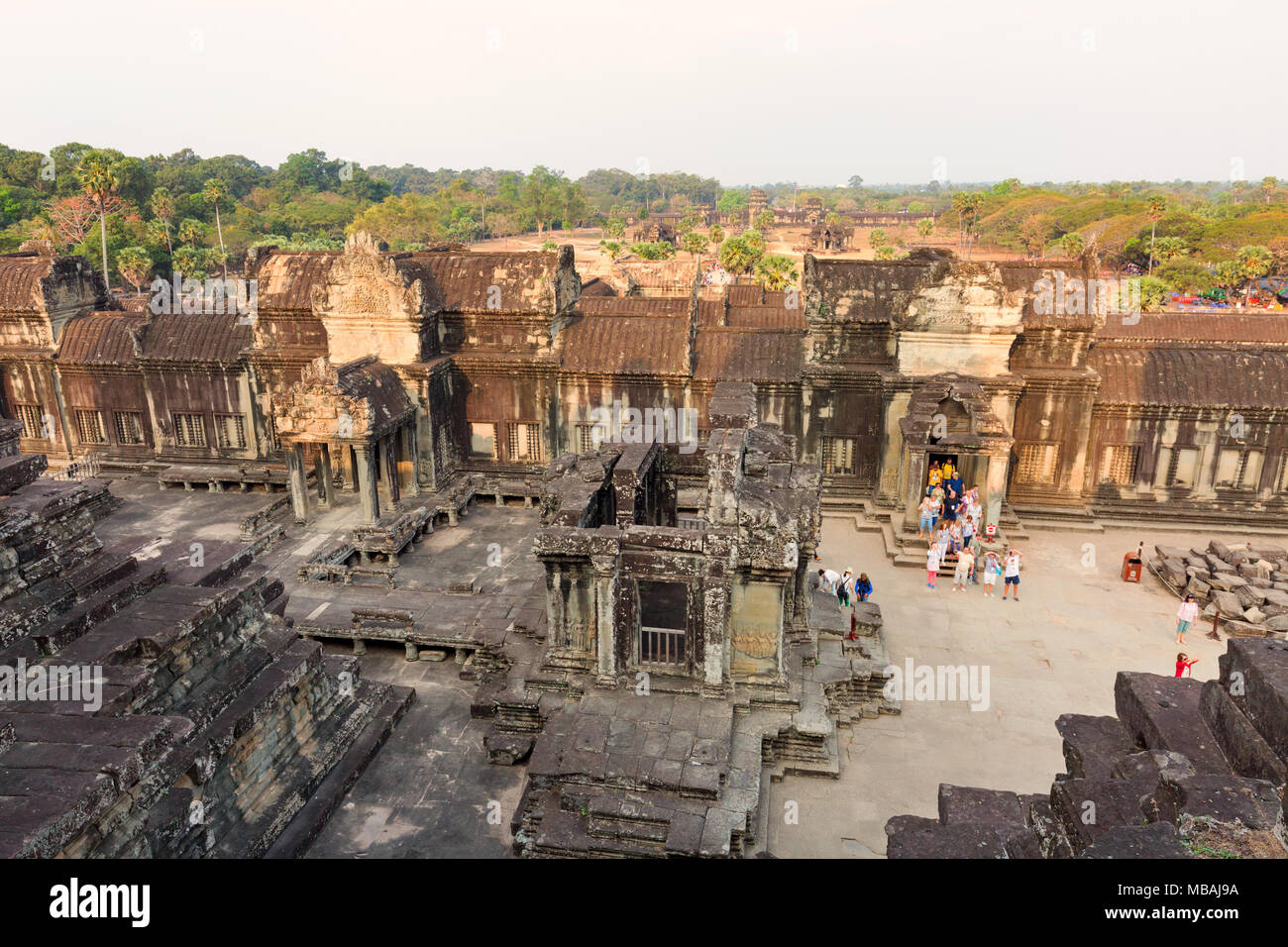 Angkor wat temple cambodia - view over the top from the upper level ...