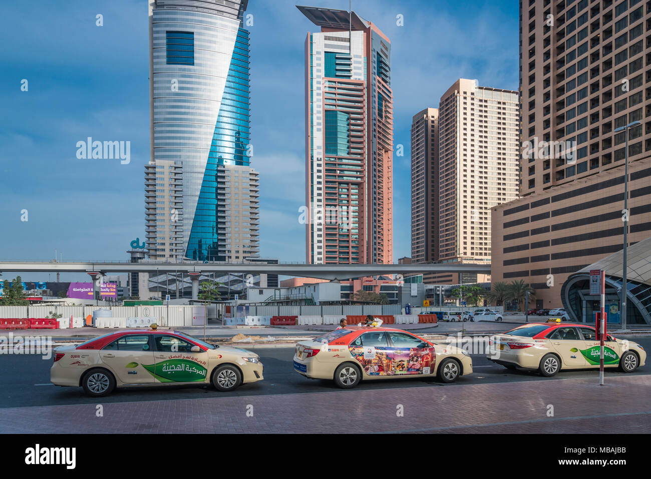 Tall buildings in the Al Barsha district of Dubai, UAE, Middle East ...