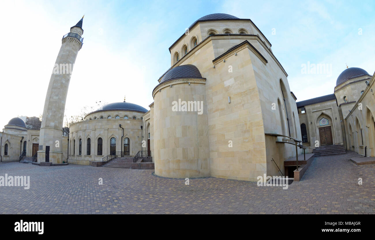 View of courtyard of the Ar-Rahma Mosque (Mercy Mosque) with building ...