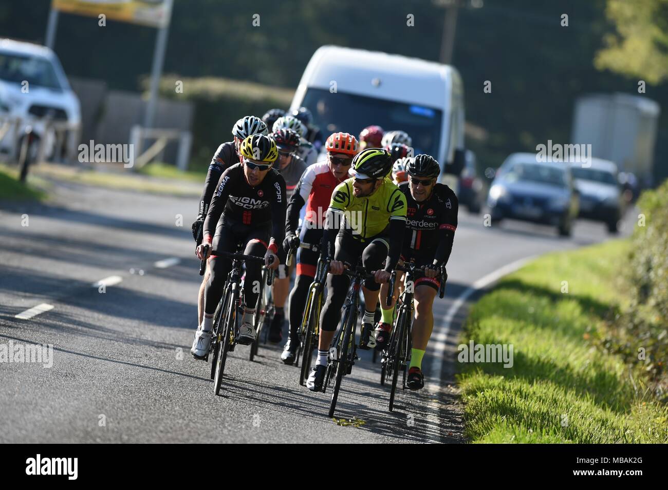 Group of cyclists on endurance road race Stock Photo - Alamy