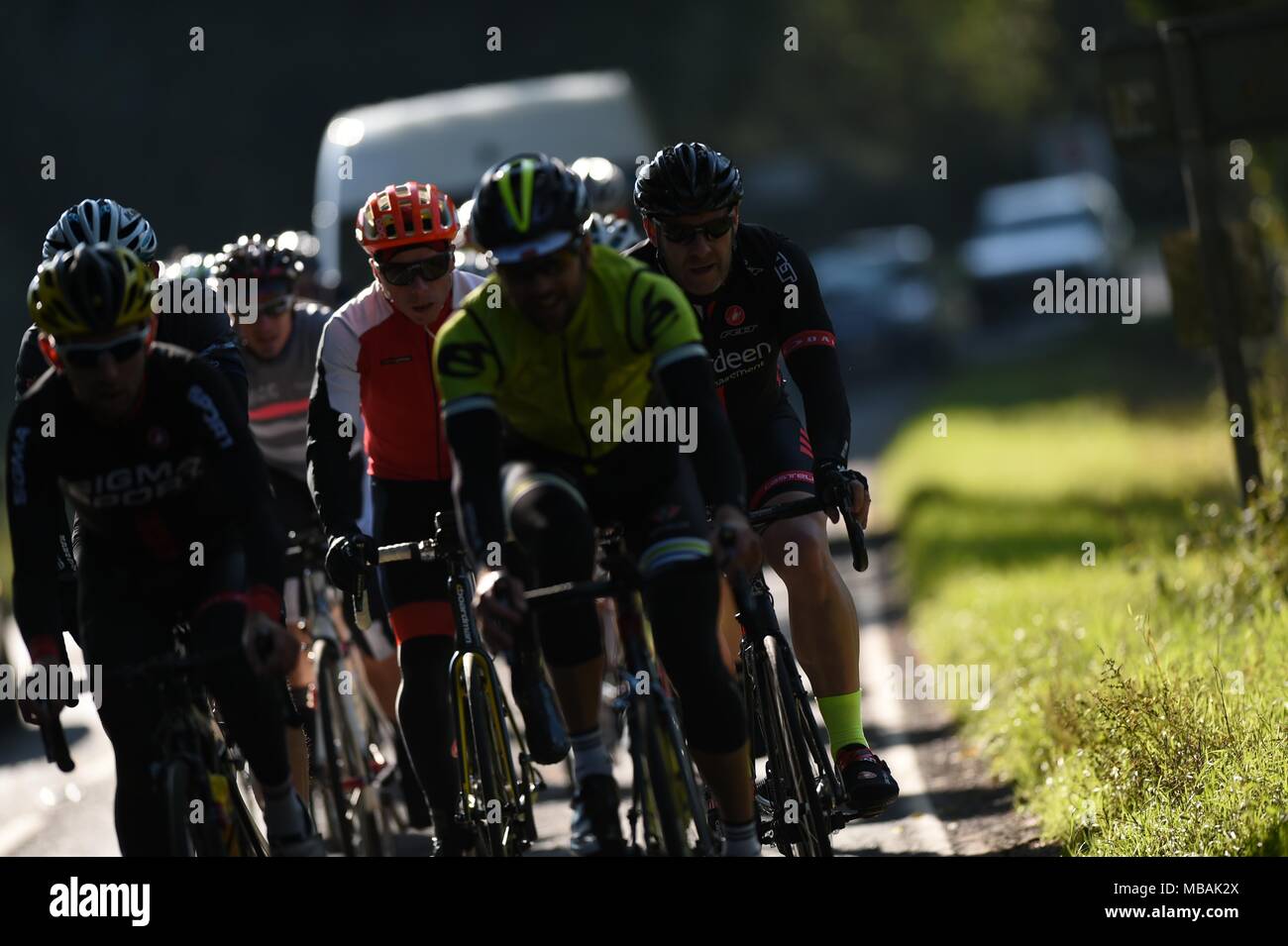 Group of cyclists on endurance road race Stock Photo - Alamy