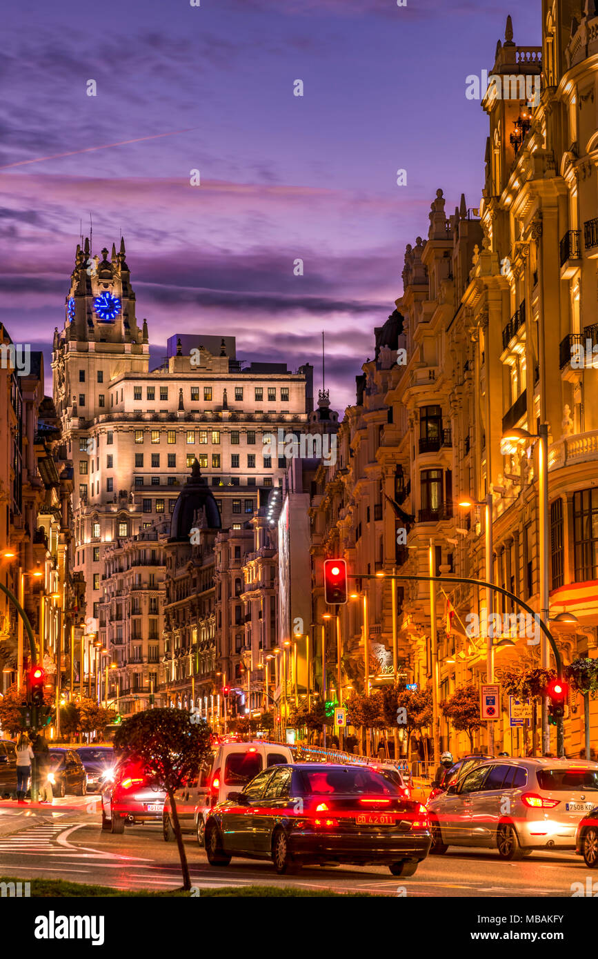 Cityscape with gran via street hi-res stock photography and images - Alamy