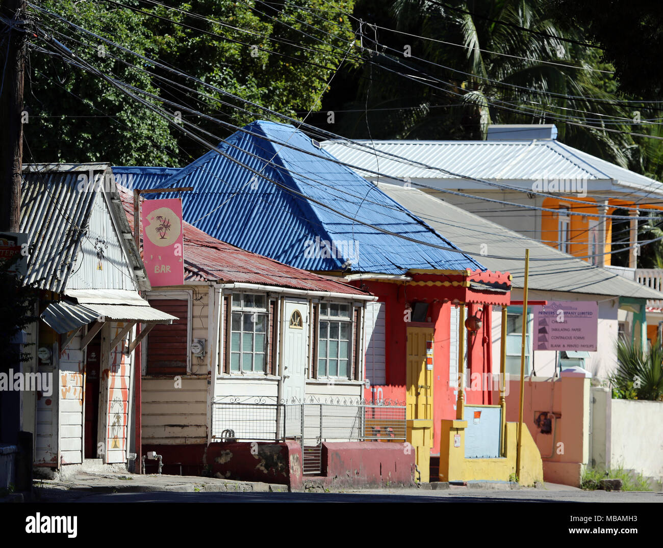 rustic street scene with typical Caribbean style architecture Stock ...
