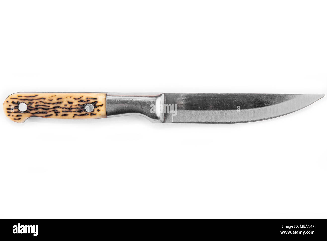 Sharp knife with artificial ivory handle Stock Photo - Alamy
