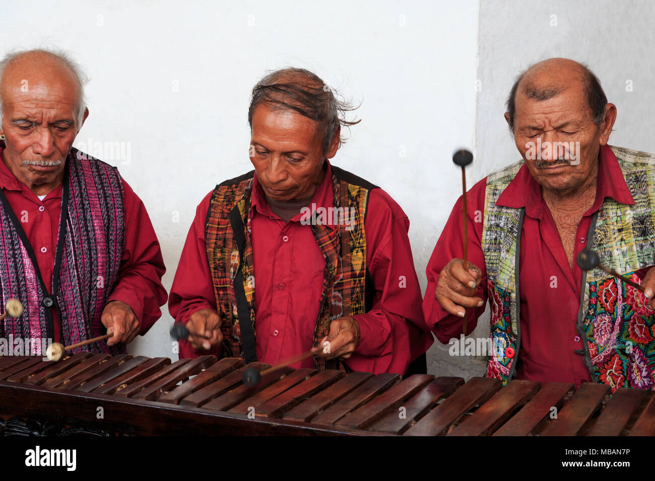 Traditional musicians, Antigua City, Guatemala, Central America Stock ...