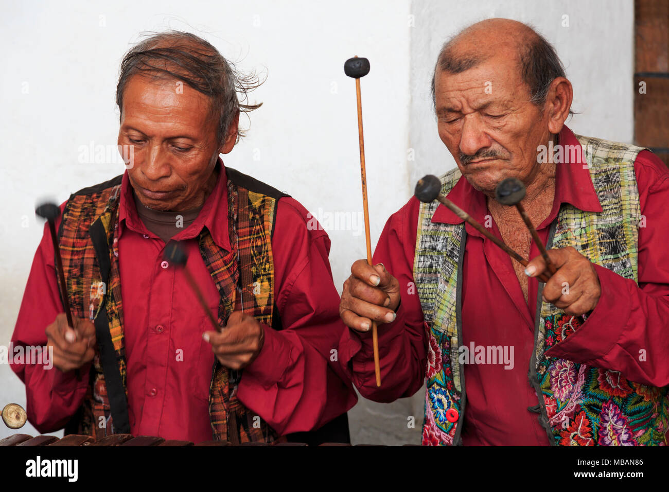 Traditional musicians, Antigua City, Guatemala, Central America Stock ...