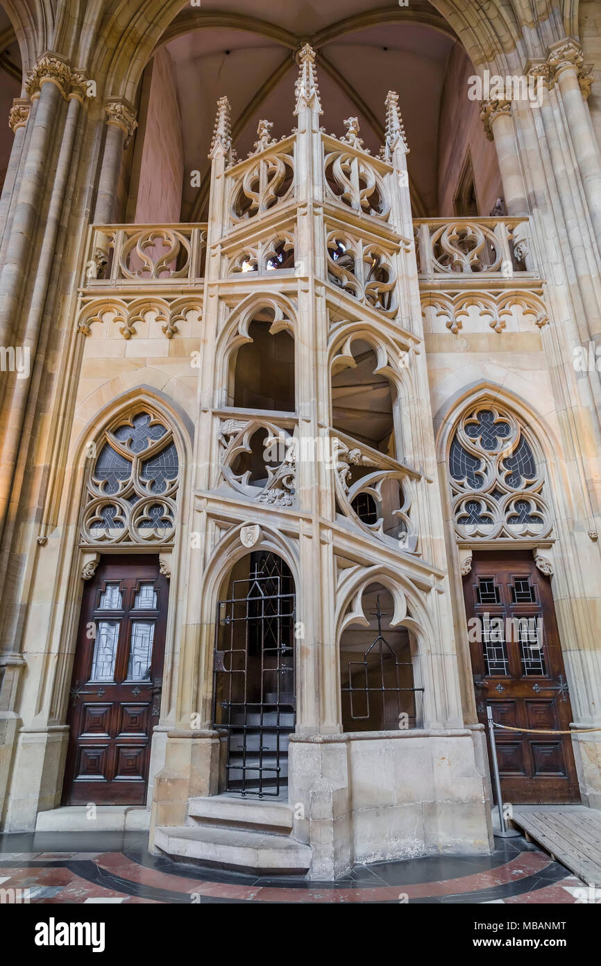 Stone stairs in the Cathedral of St. Vitus. Prague. Czech Republic ...
