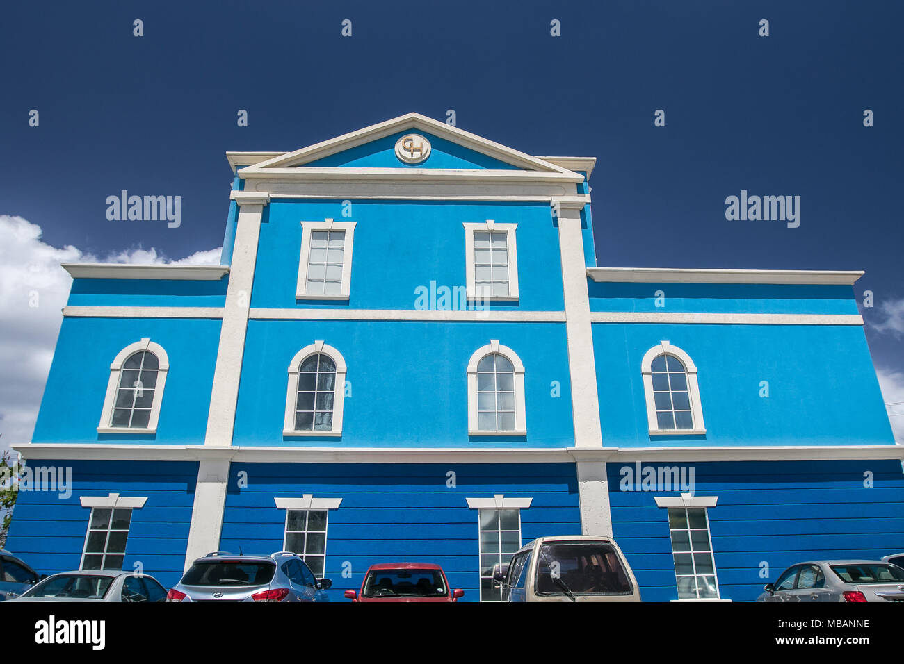 Colorful blue building at Holetown, Barbados Stock Photo - Alamy