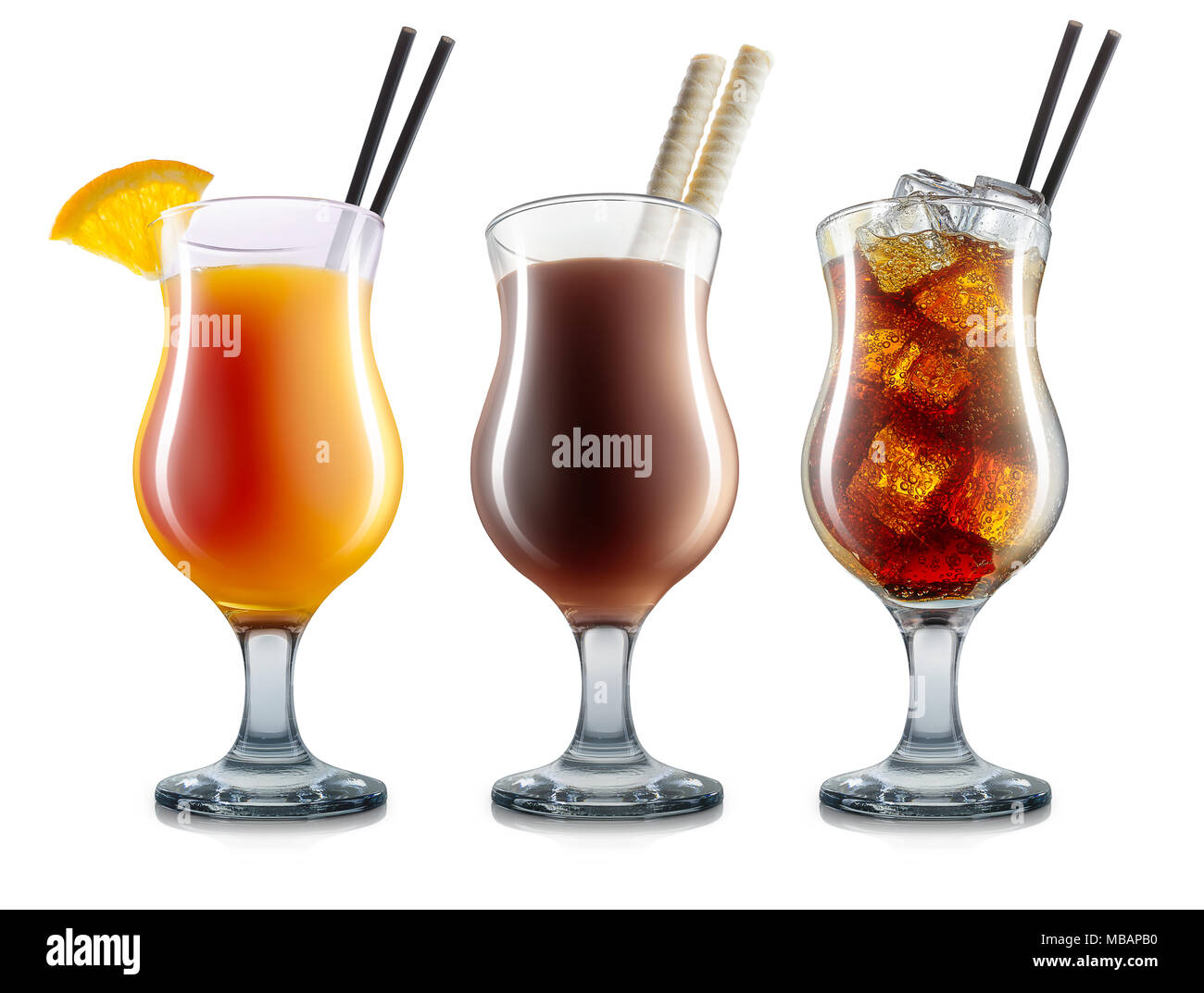 Set of cocktails isolated on white background Stock Photo - Alamy