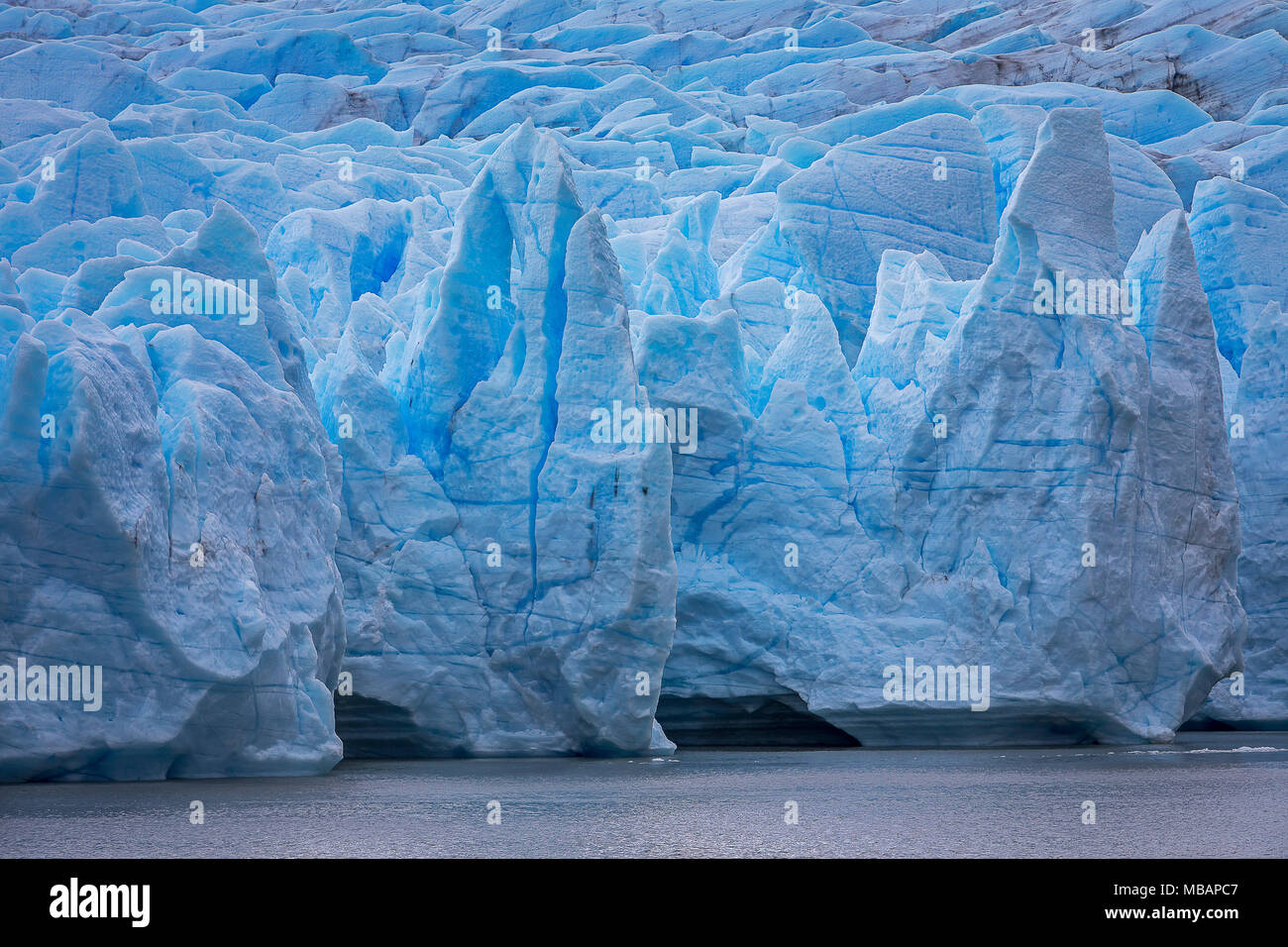 Detail, Grey Glacier, in Grey Lake, Torres del Paine national park ...