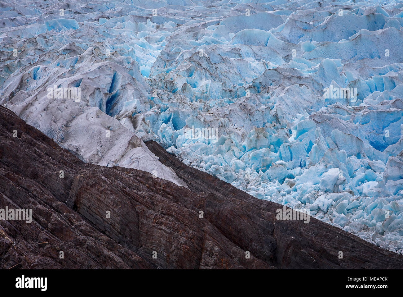 Detail, Grey Glacier, in Grey Lake, Torres del Paine national park ...