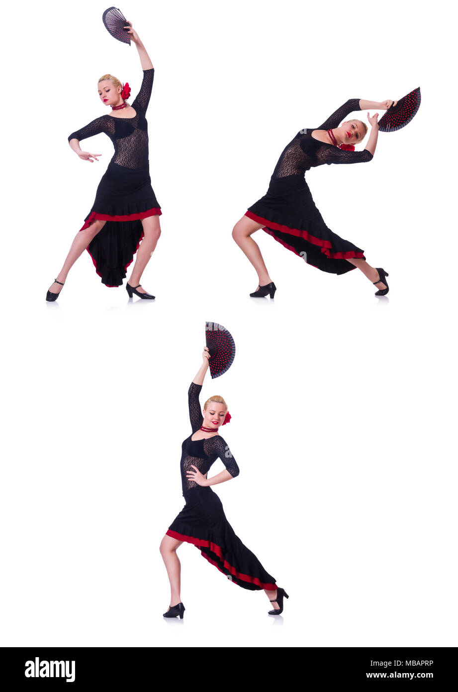 Woman dancing spanish dance isolated on white Stock Photo - Alamy