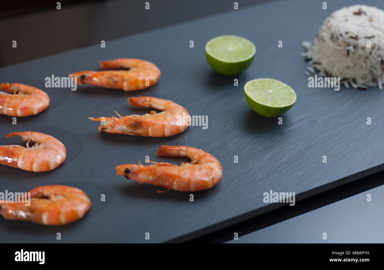 Prawns or shrimps with rice and lime - gourmet style cooking -modern ...