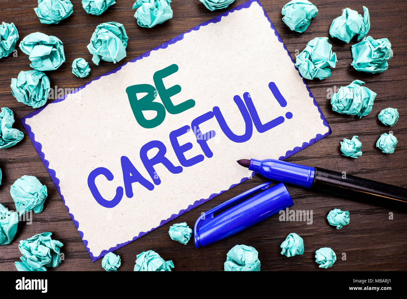 Writing note showing Be Careful. Business photo showcasing Caution ...