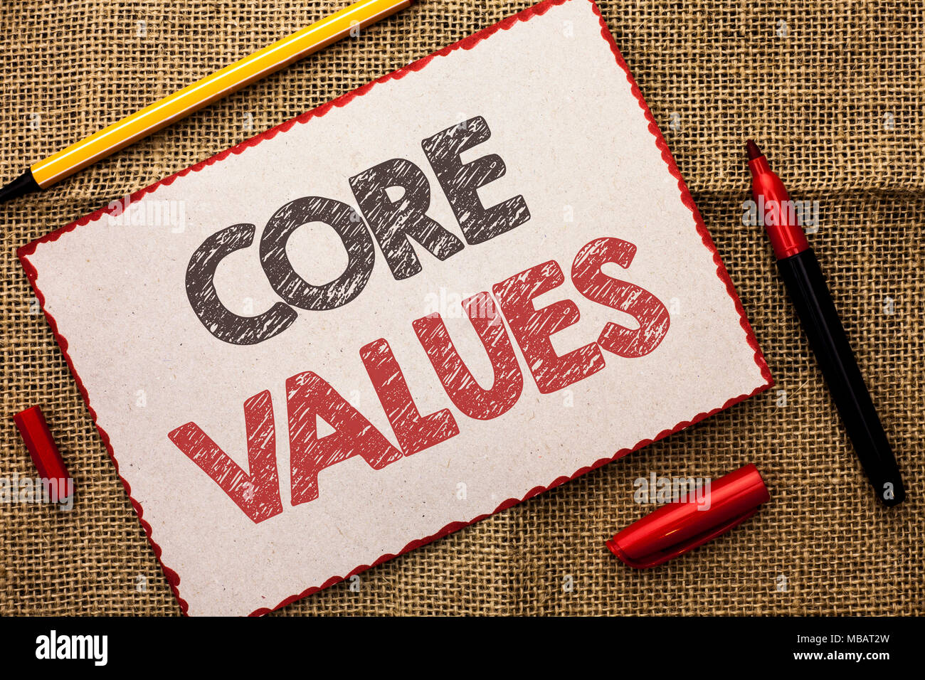 Writing note showing Core Values. Business photo showcasing Principles ...