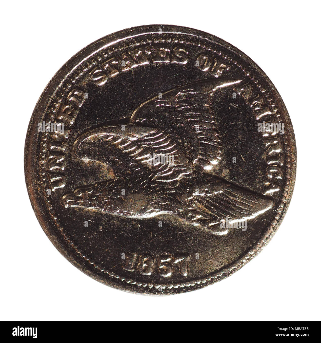 Ancient 1 cent coin money (USD), currency of United States, circa 1857 ...