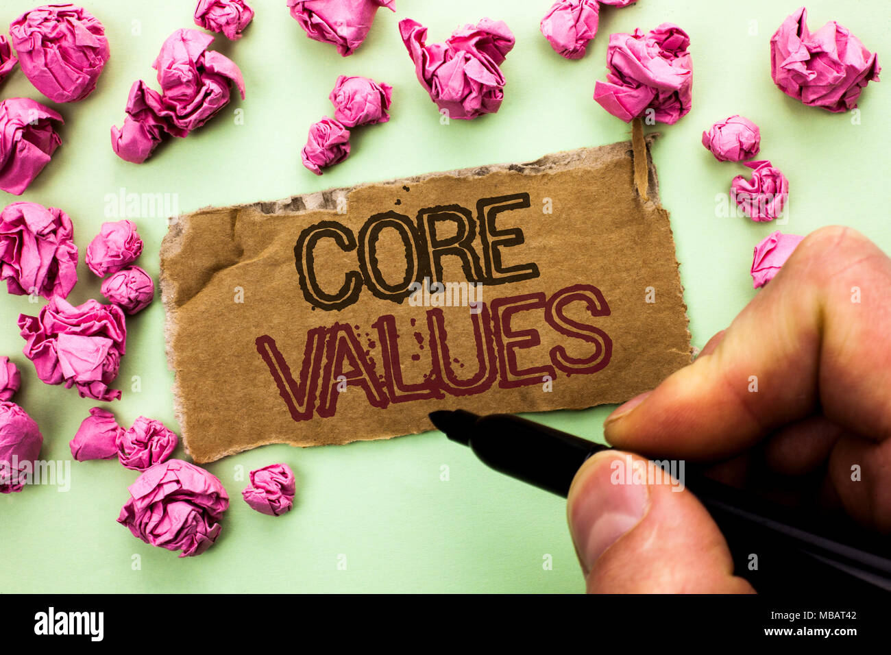 Writing note showing Core Values. Business photo showcasing Principles ...