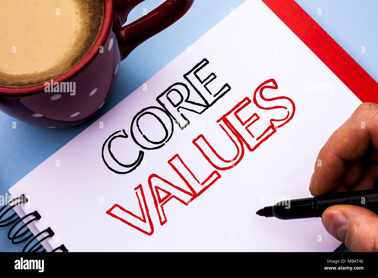 Writing note showing Core Values. Business photo showcasing Principles ...