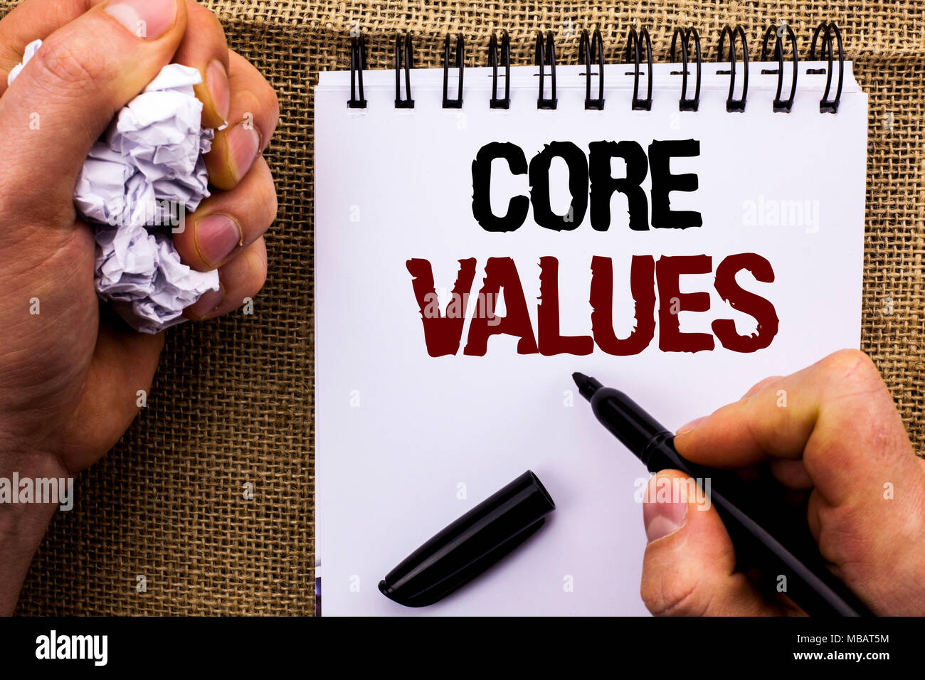 Word writing text Core Values. Business concept for Principles Ethics ...
