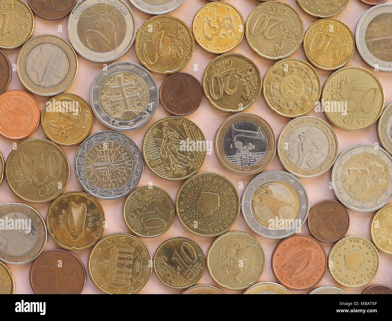 Euro coins money (EUR), currency of European Union useful as a ...