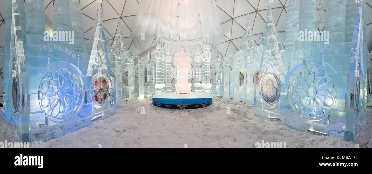 HREBIENOK, SLOVAKIA - APR 7, 2018: Panoramic image of Unique Tatra ...