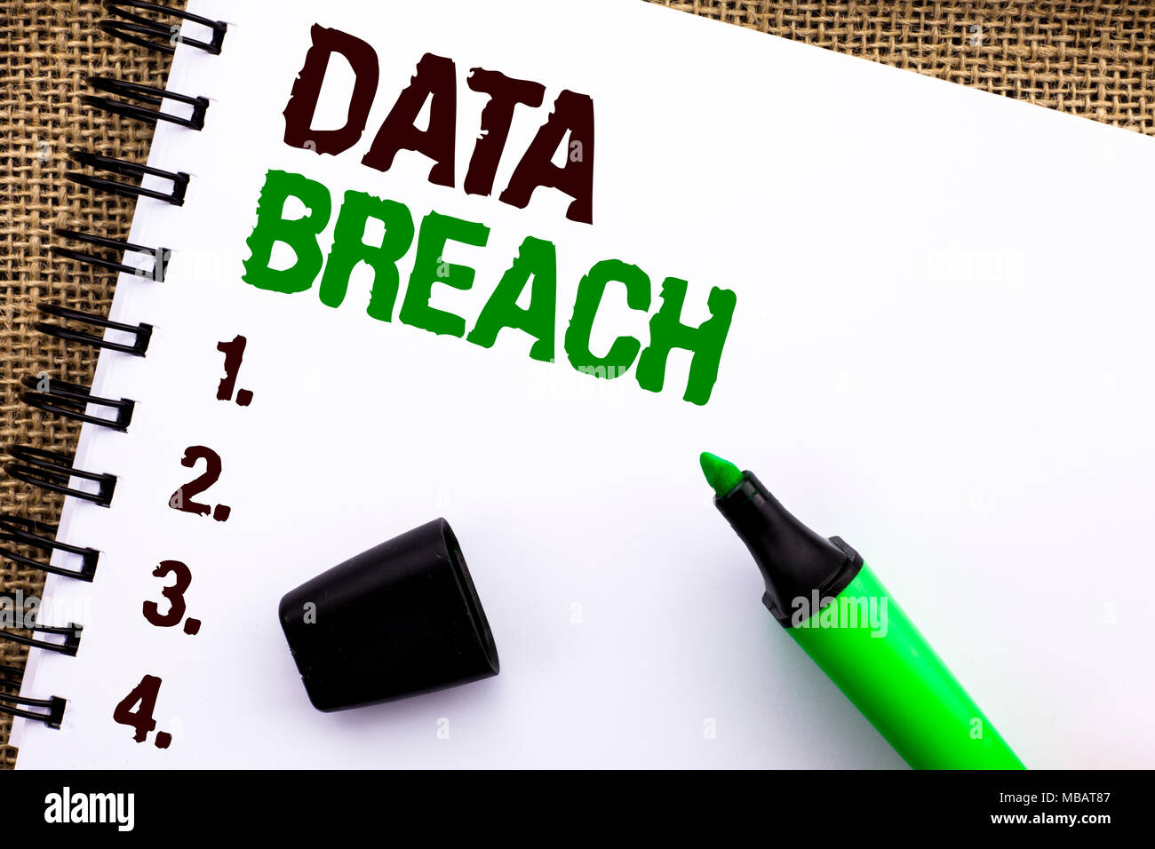 Text sign showing Data Breach. Conceptual photo Stolen Cybercrime ...