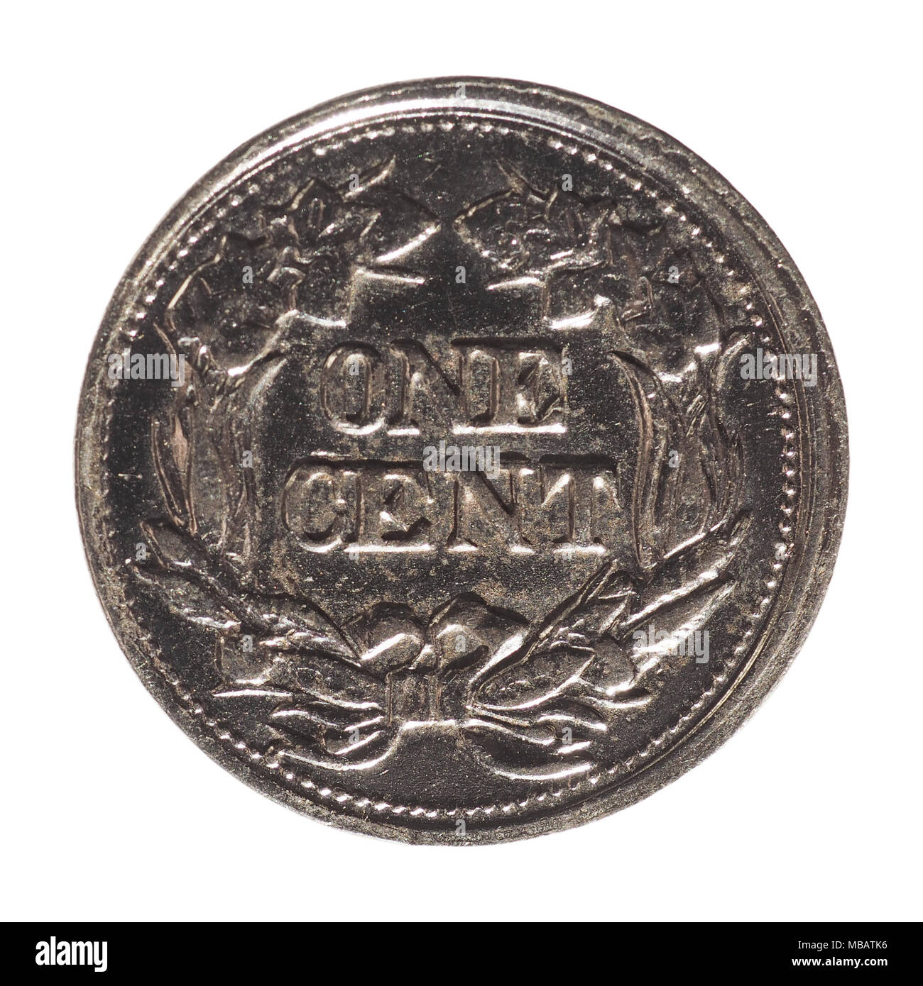 Ancient 1 cent coin money (USD), currency of United States, circa 1857 ...