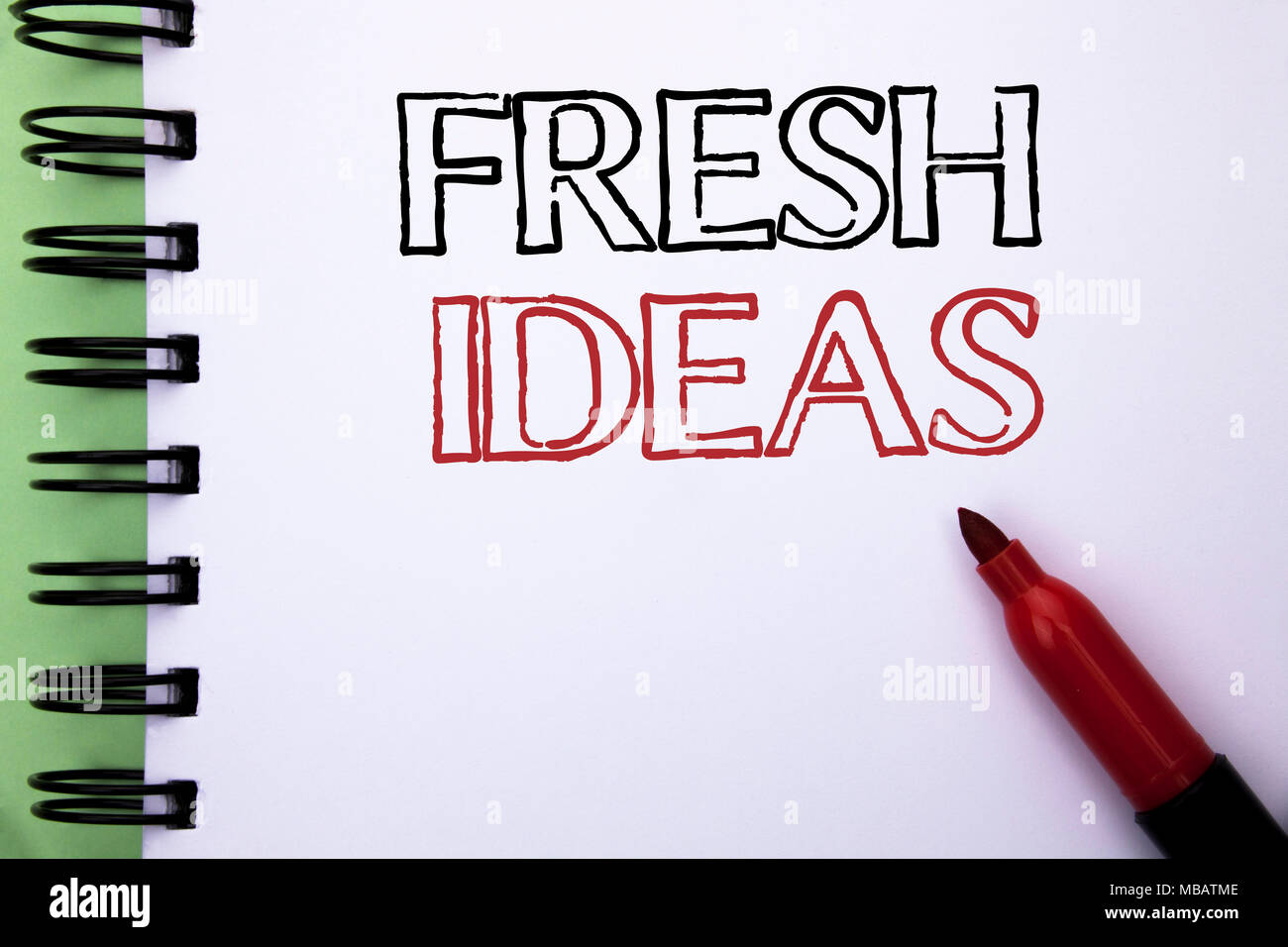 Handwriting text Fresh Ideas. Concept meaning Creative Vision Thinking ...