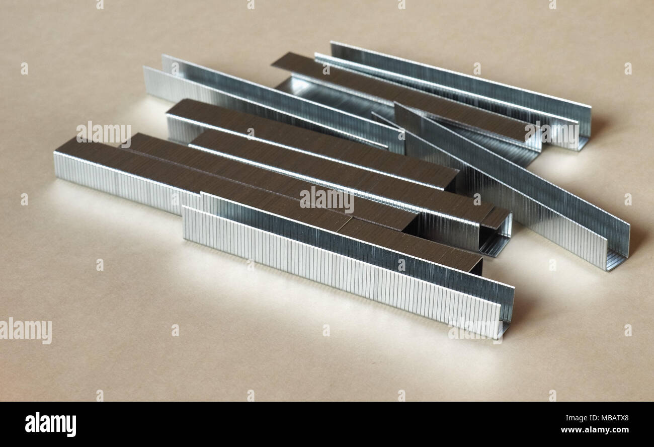 heavy duty steel staples for manual or electric stapler Stock Photo - Alamy