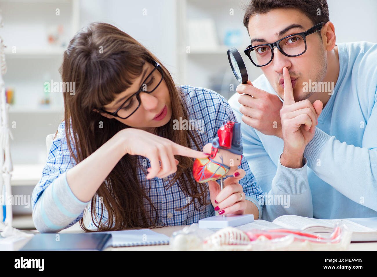 Two medical students studying in classroom Stock Photo - Alamy