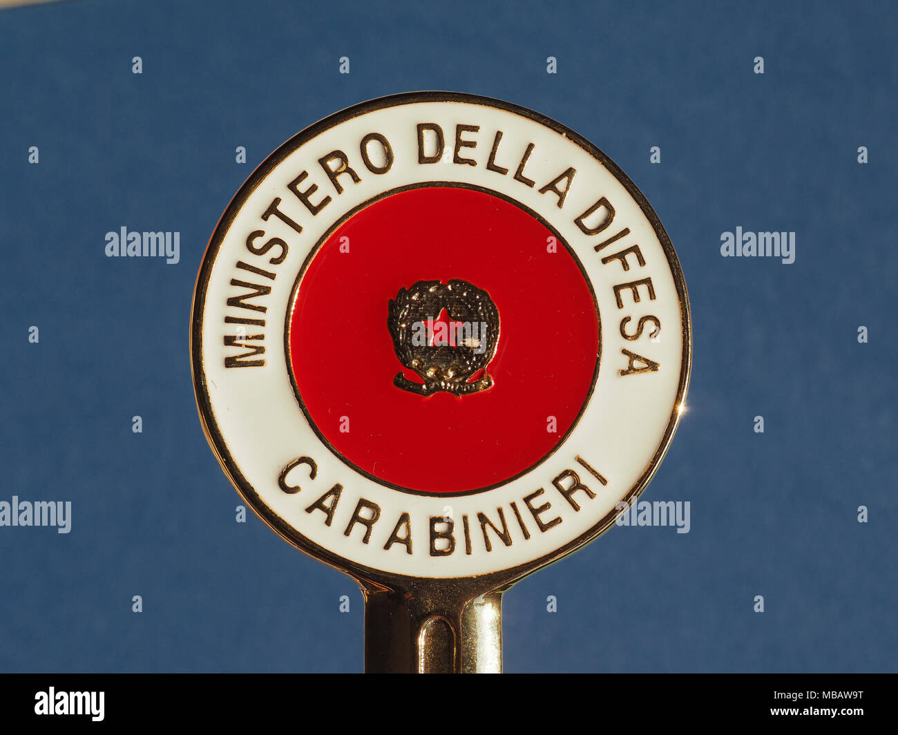 MILAN, ITALY - CIRCA DECEMBER 2017: Signalling disc of Italian ...