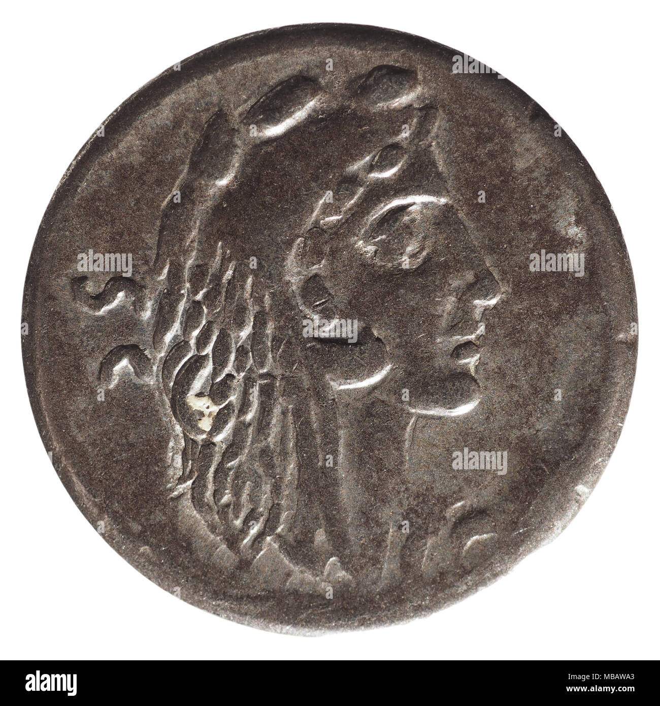 Ancient roman coin isolated over white background Stock Photo - Alamy