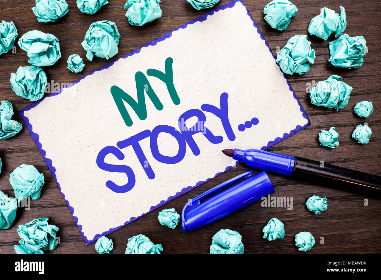 Writing note showing My Story.... Business photo showcasing Biography ...